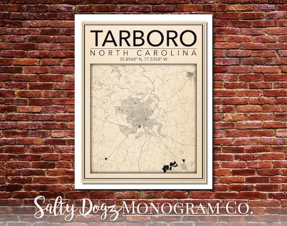 Wall Art Map Print of Tarboro North Carolina | Etsy