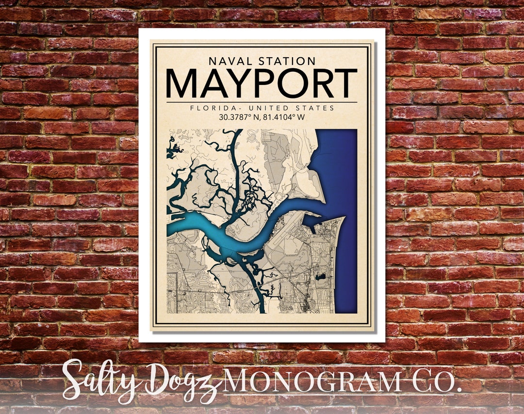 Wall Art Map Print of Naval Station Mayport, Florida! - Etsy