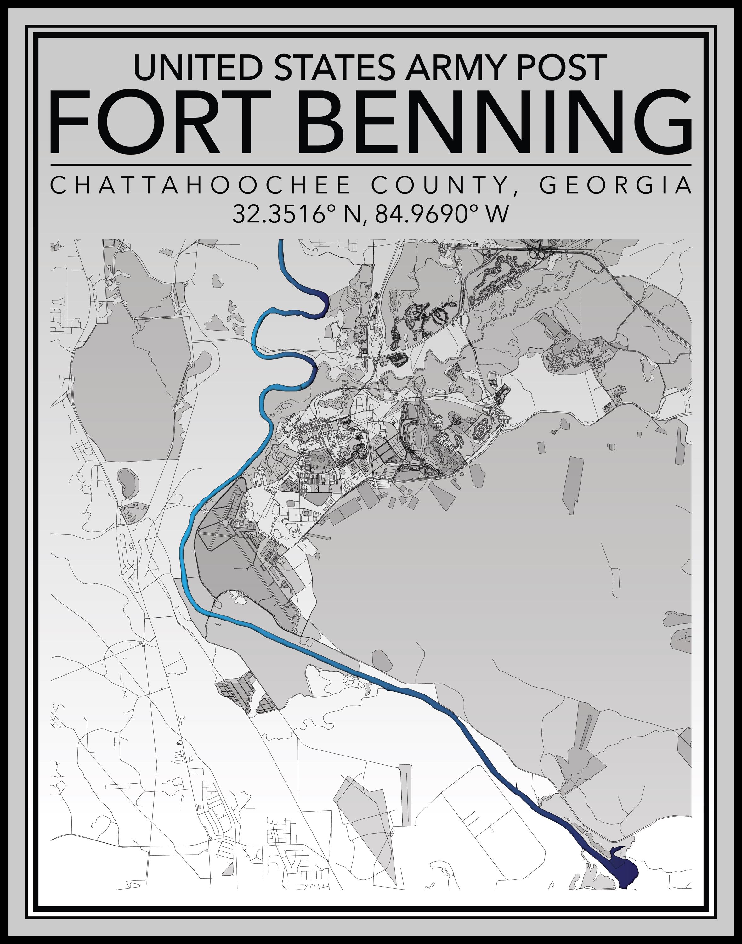 Wall Art Map Print of US Army Post Fort Benning, Georgia!! - Etsy