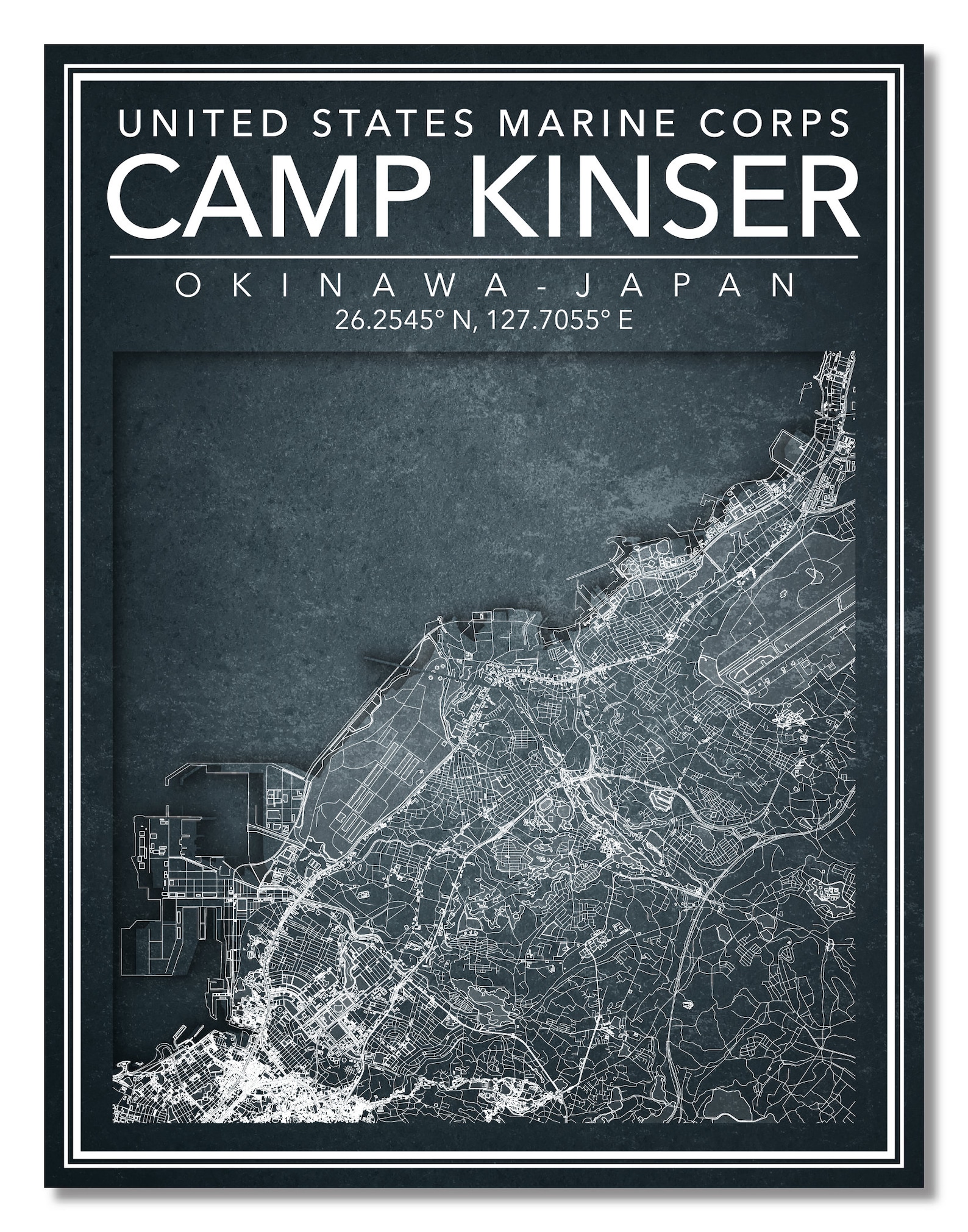 Wall Art Map Print United States Marine Corps Camp Kinser - Etsy
