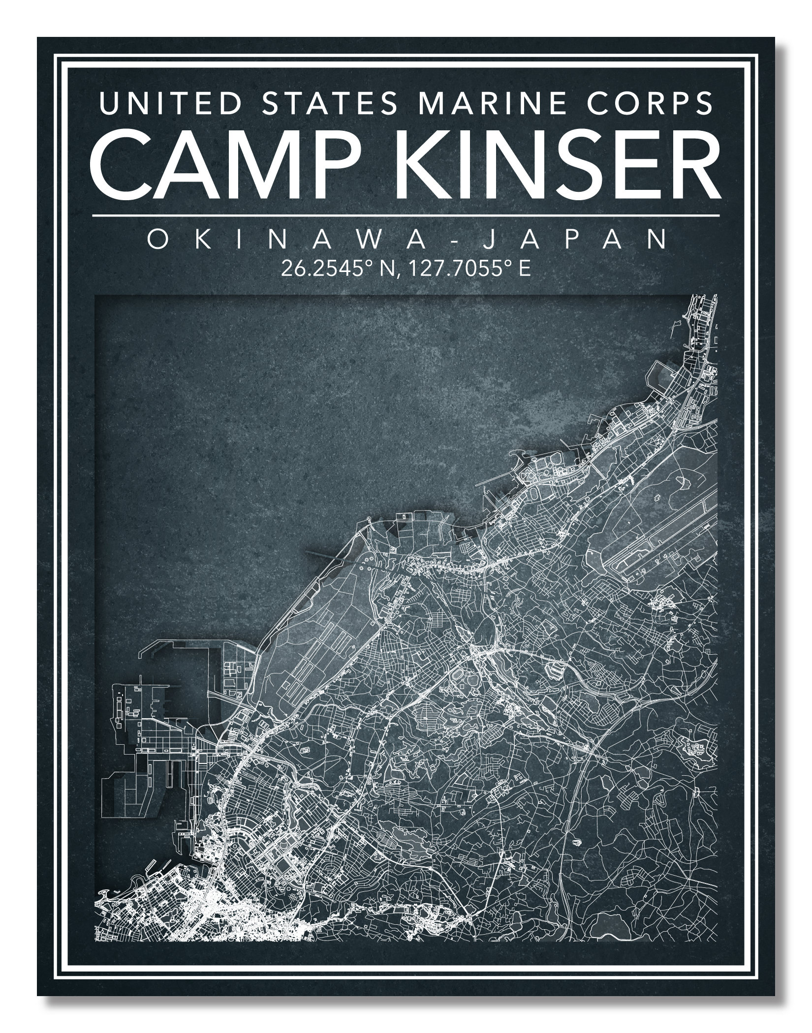Wall Art Map Print United States Marine Corps Camp Kinser - Etsy