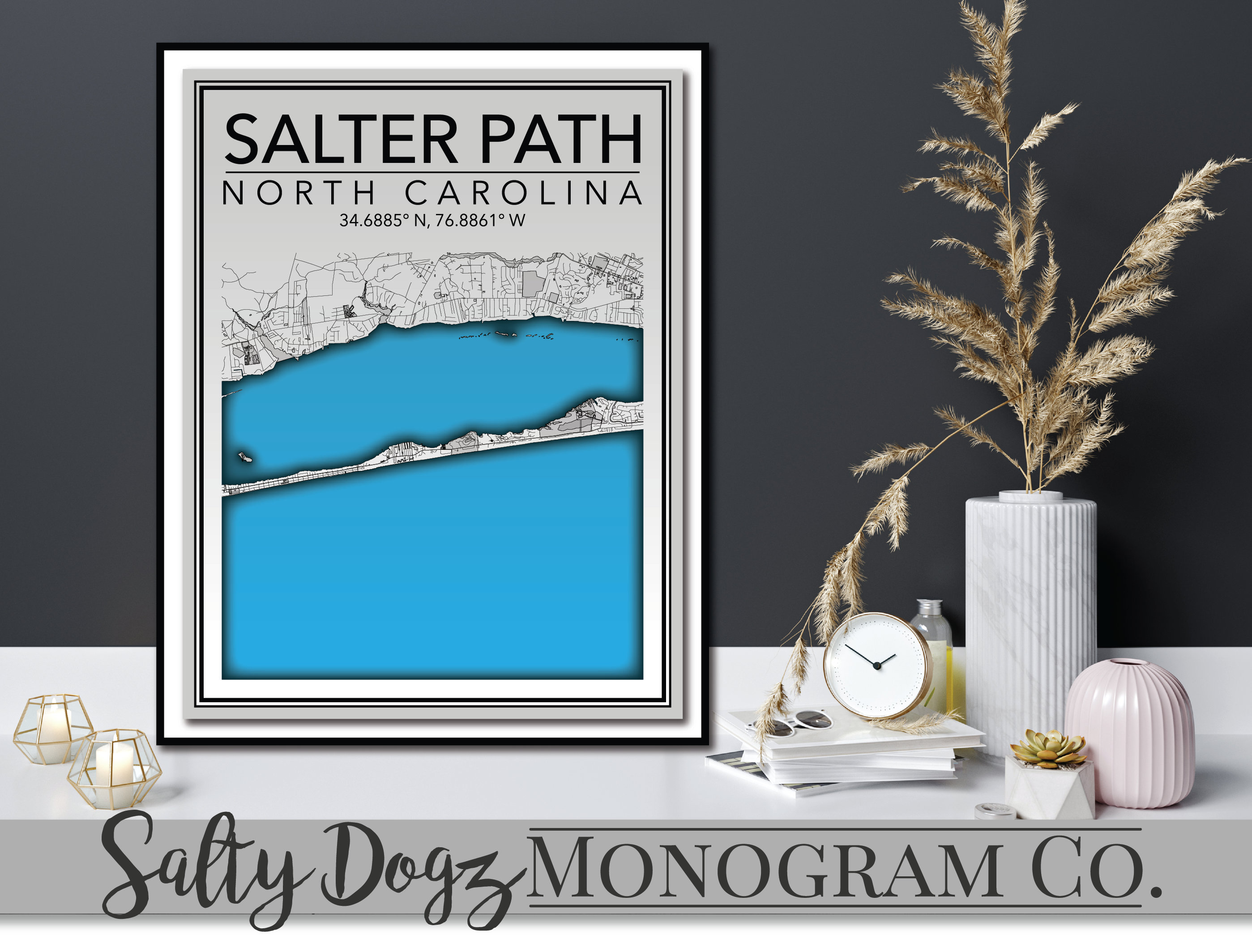 Wall Art Map Salter Path, NC!!! - Etsy