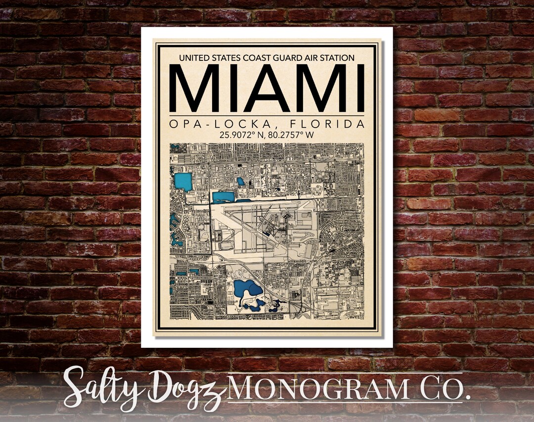 Wall Art Map Print of United States Coast Guard Air Station Miami ...