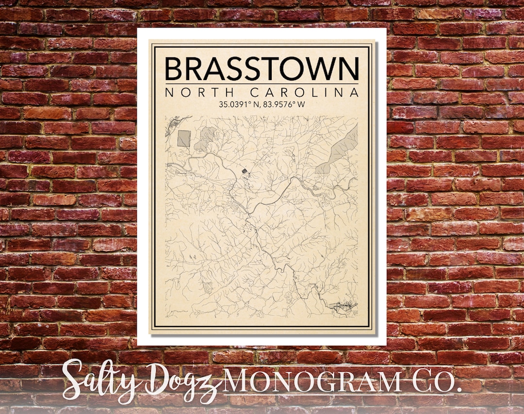 Wall Art Map Print of Brasstown, North Carolina!!! - Etsy