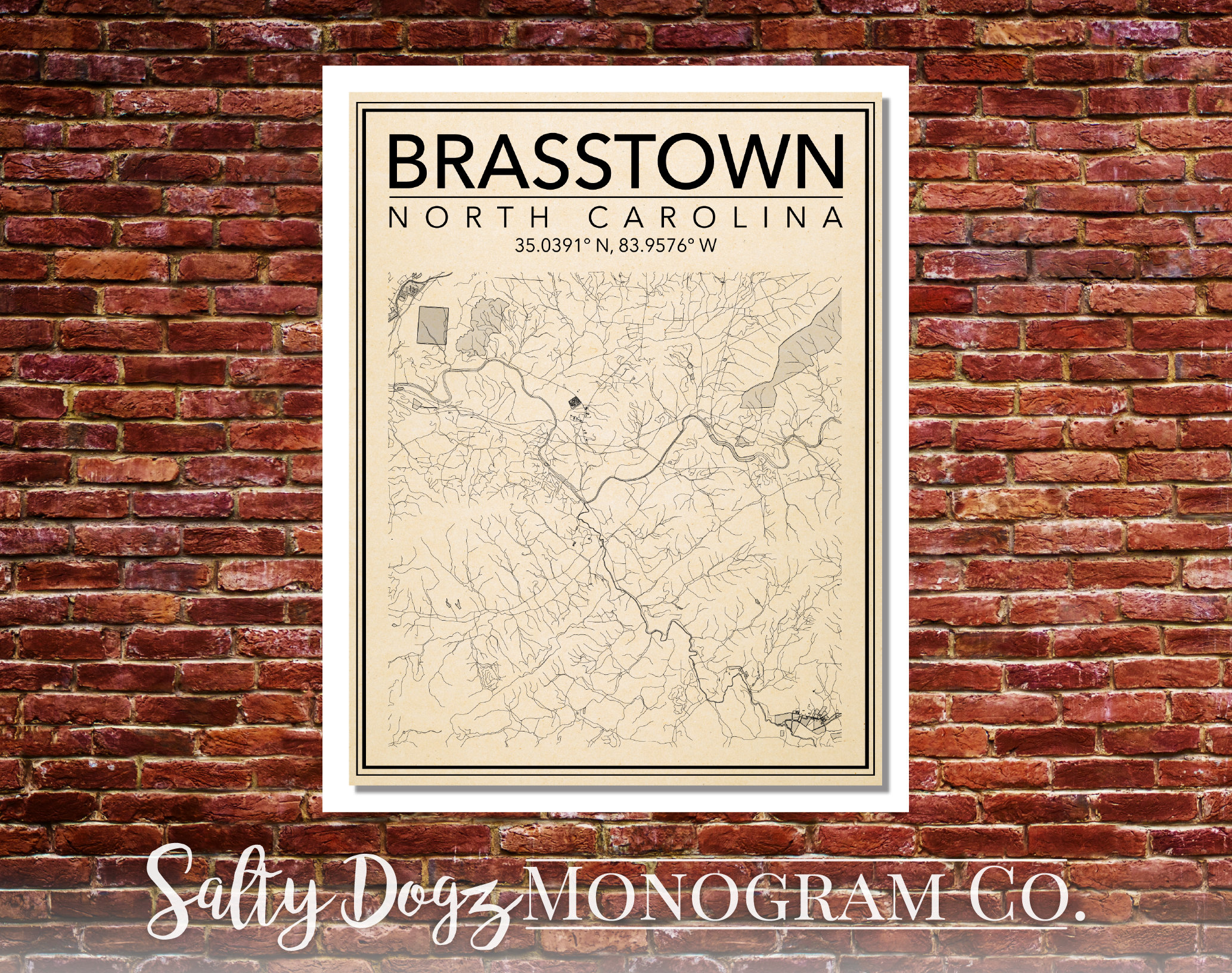 Wall Art Map Print of Brasstown North Carolina - Etsy