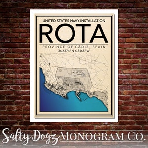 Wall Art Map of United States Naval Base Rota. - Etsy