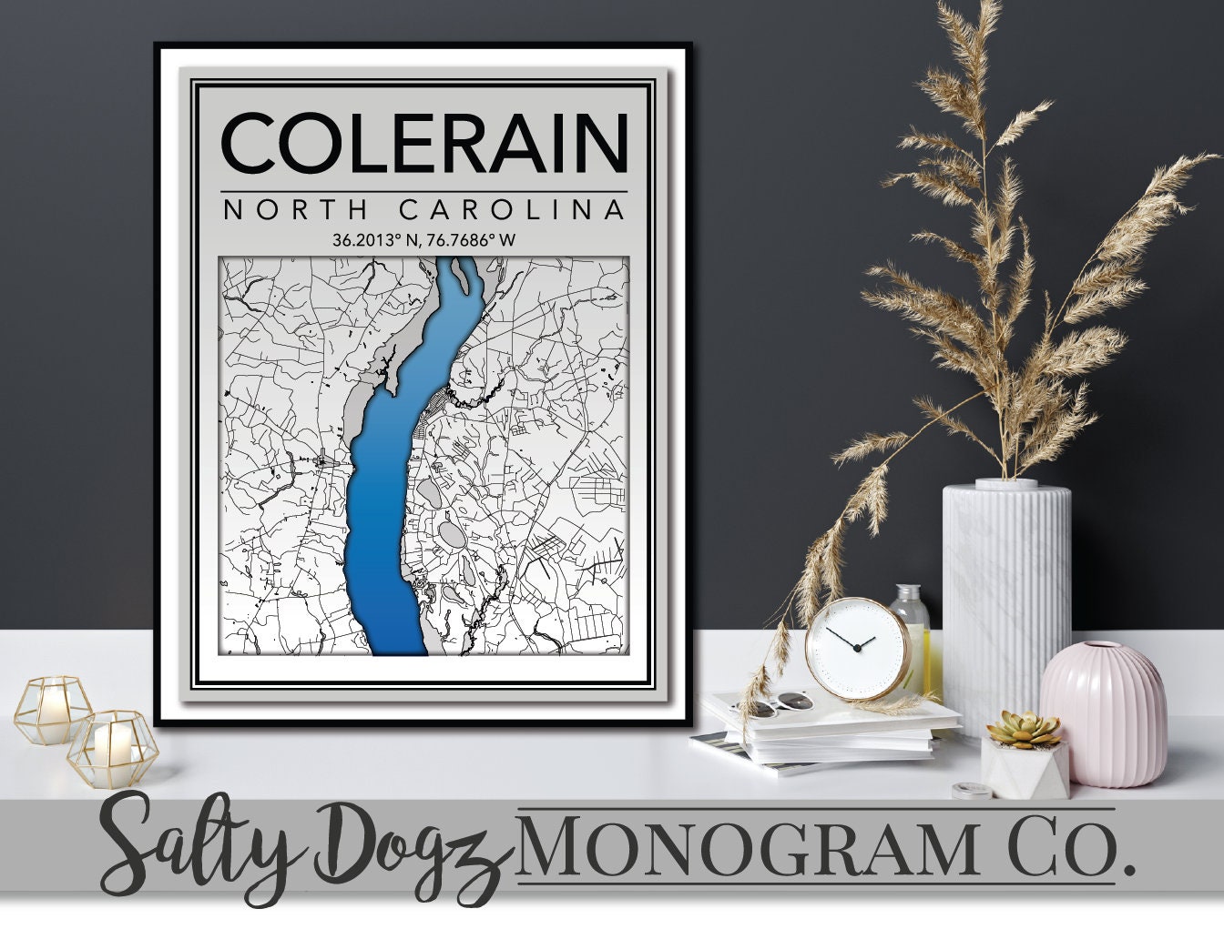 Wall Art Map Colerain North Carolina | Etsy