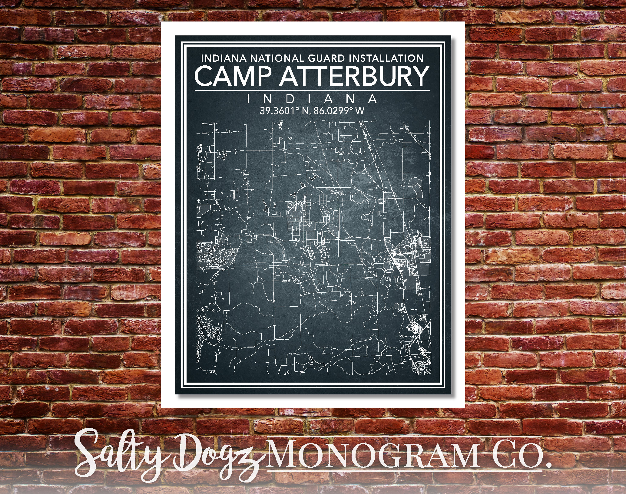 Wall Art Map Print of Camp Atterbury Indiana - Etsy