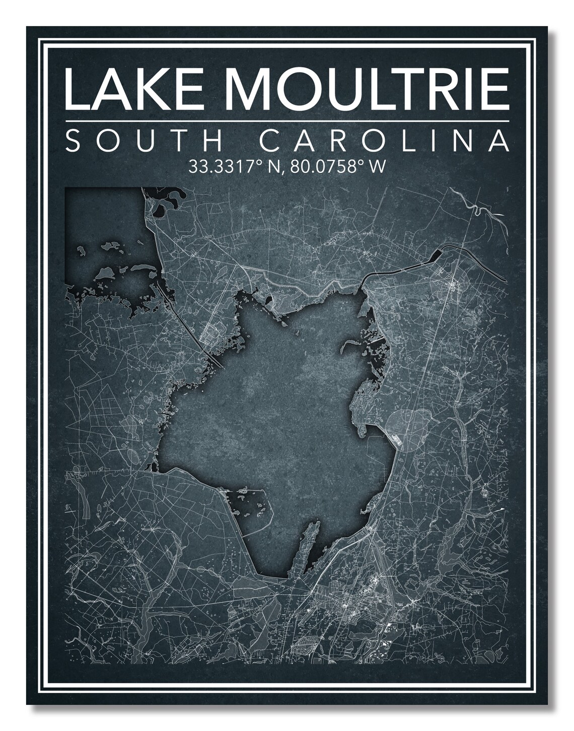 Wall Art Map Print of Lake Moultrie, South Carolina! - Etsy