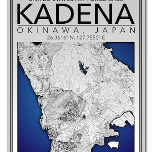 Wall Art Map Print of US Air Force Base Kadena- Okinawa, Japan! - Etsy