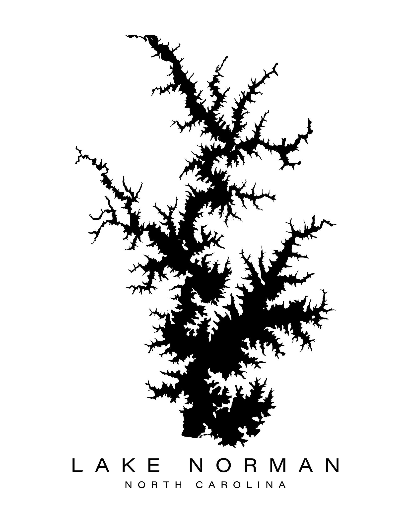 Wall Art Map Print of Lake Norman North Carolina - Etsy