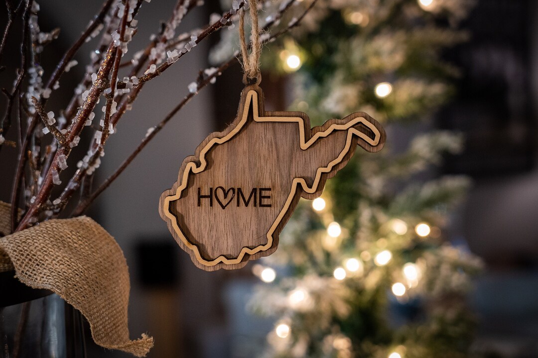 United States Laser Cut Walnut and Birch Ornament- West Virginia! - Etsy