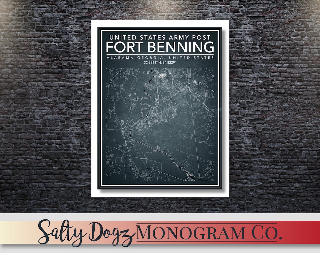 Wall Art Map United States Army Base Fort Benning- Alabama–georgia! - Etsy
