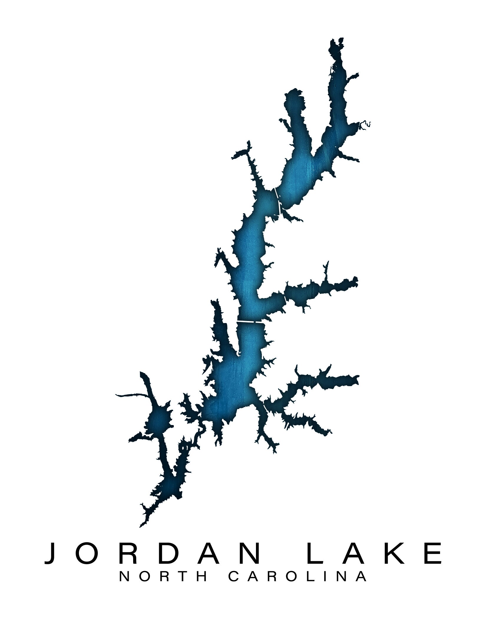 Wall Art Map Print of Jordan Lake North Carolina | Etsy