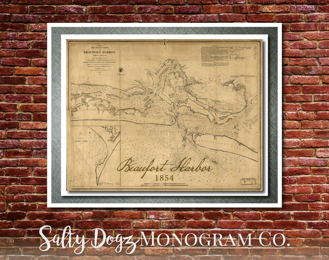 Vintage 1854 Map of Beaufort Harbor, North Carolina!!! - Etsy