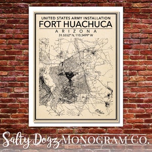Wall Art Map Print of Army Base Fort Huachuca, Arizona!!! - Etsy