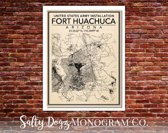 Wall Art Map Print of Army Base Fort Huachuca Arizona | Etsy