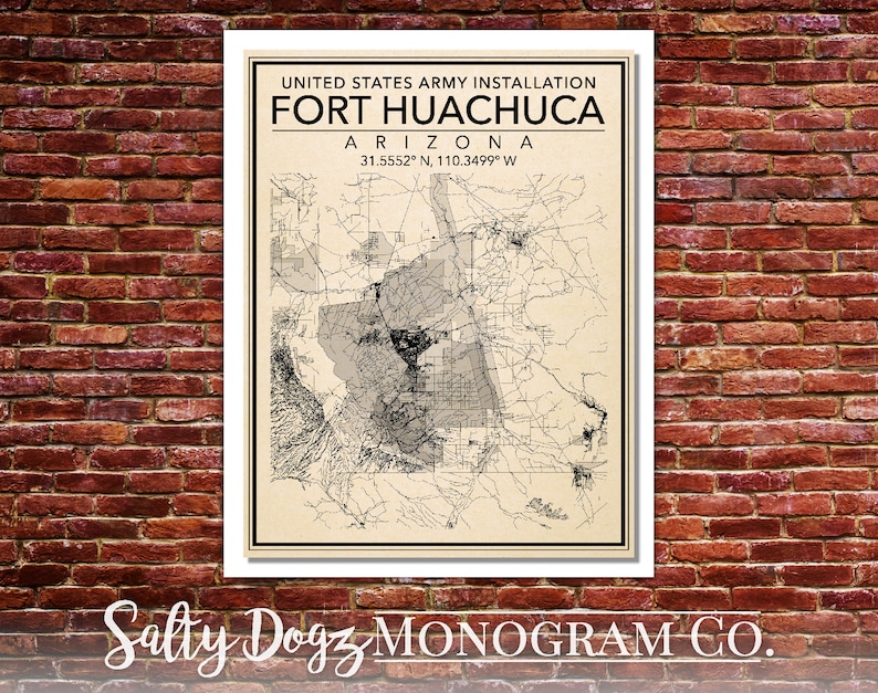 Wall Art Map Print of Army Base Fort Huachuca Arizona | Etsy