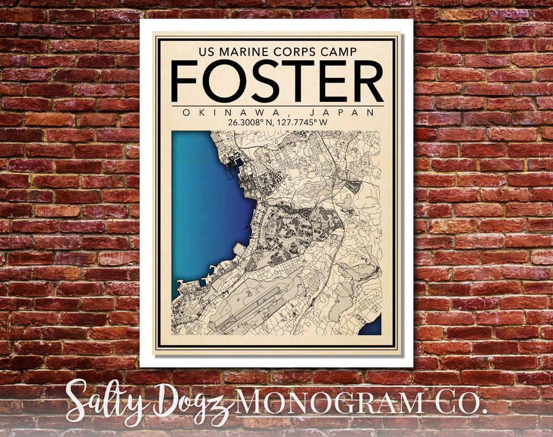 Wall Art Map Print of United States Marine Corps Camp Foster, Okinawa ...