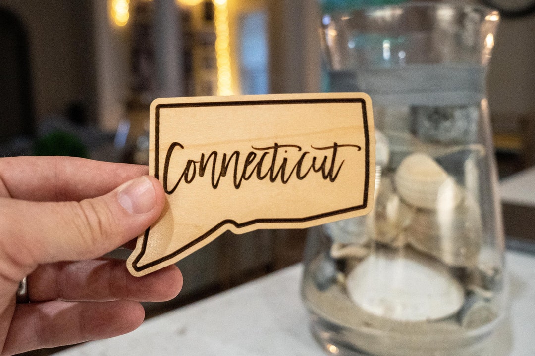 Connecticut / Maple Wood Magnet / Laser Engraved / House Warming Gift ...