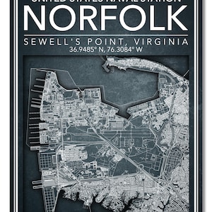 Wall Art Map Print of Naval Station Norfolk, Virginia! - Etsy