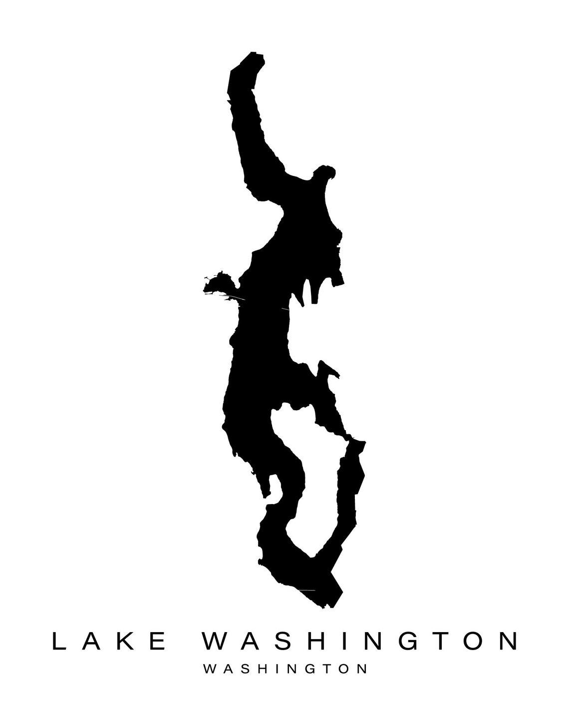 Wall Art Map Print of Lake Washington Washington - Etsy