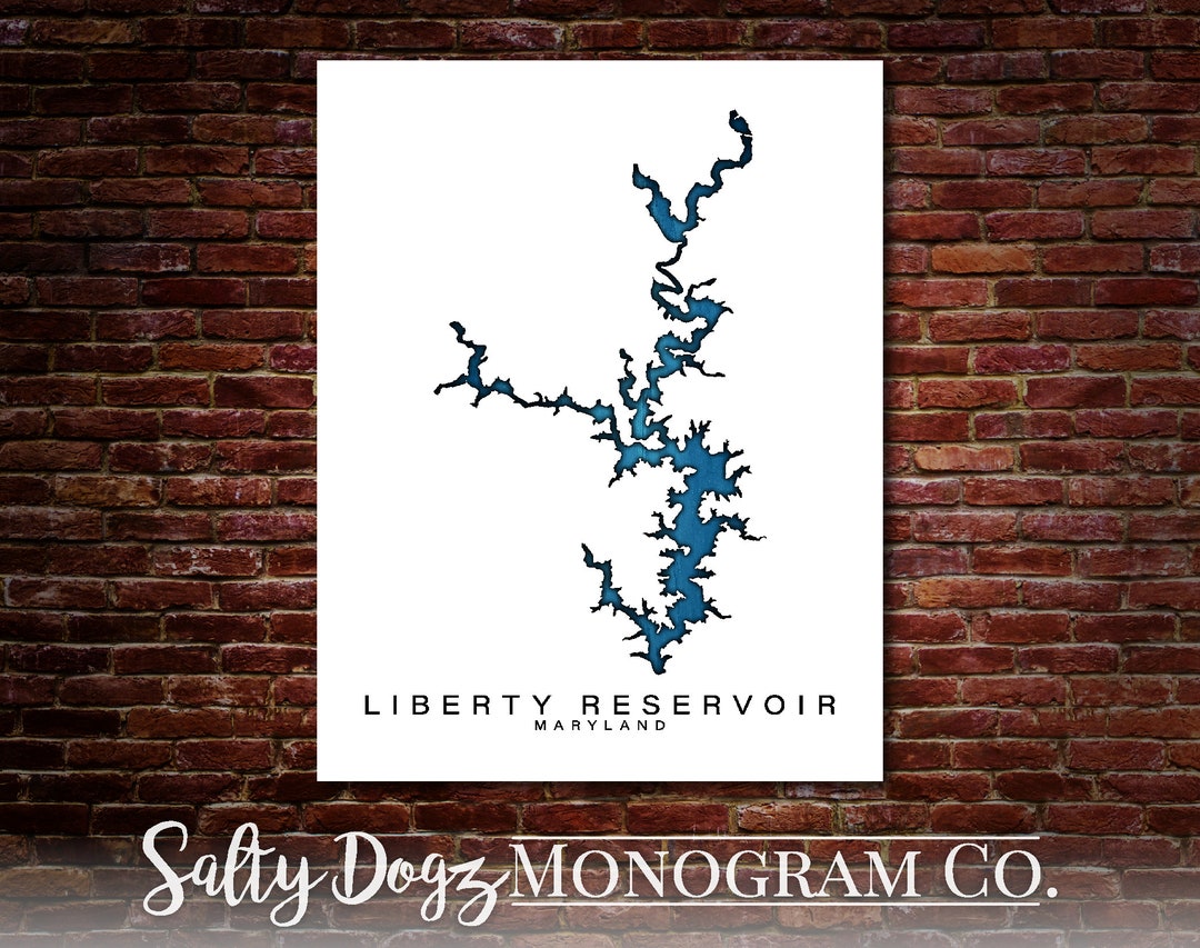 Wall Art Map Print of Liberty Reservoir, Maryland!!! - Etsy