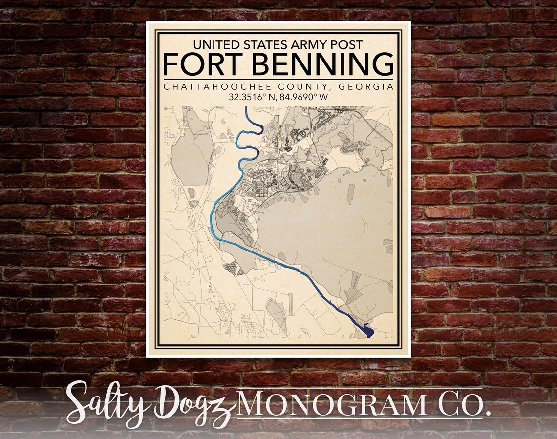 Wall Art Map Print of US Army Post Fort Benning, Georgia!! - Etsy