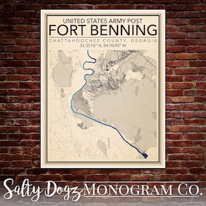 Wall Art Map Print of US Army Post Fort Benning, Georgia!! - Etsy