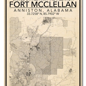 Wall Art Map Print de Fort McClellan, Alabama, États-Unis - Etsy France