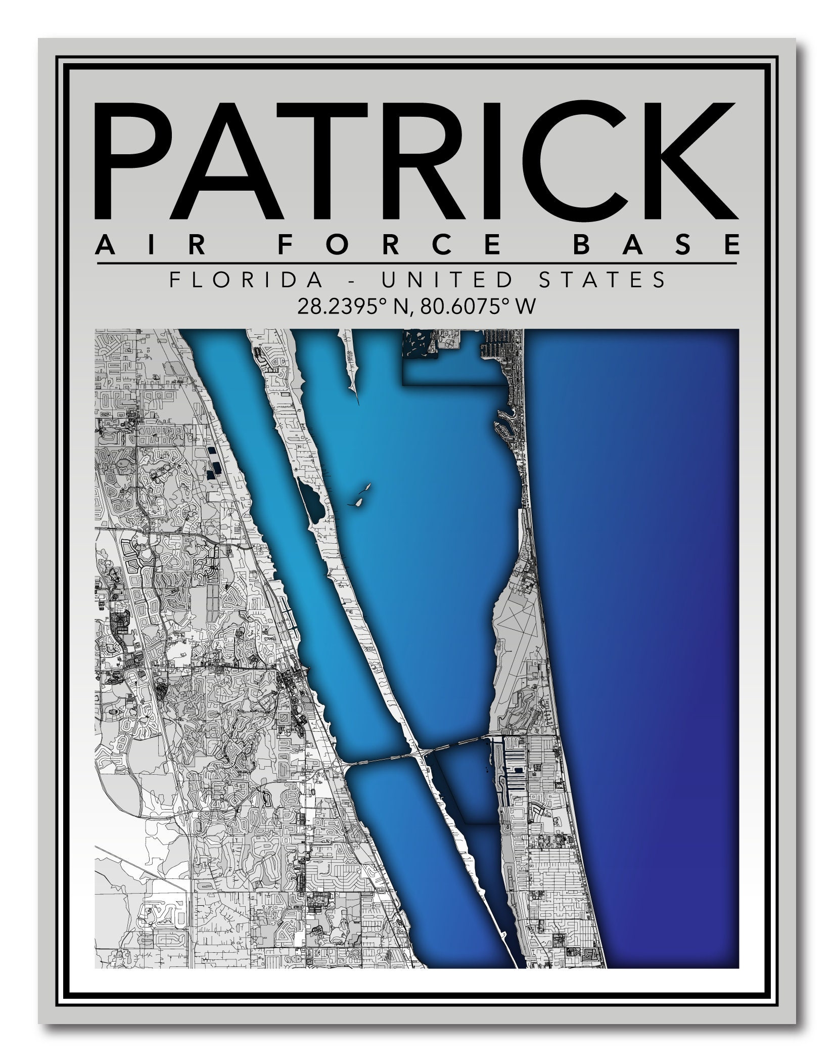 Wall Art Map Print of Patrick Air Force Base | Etsy