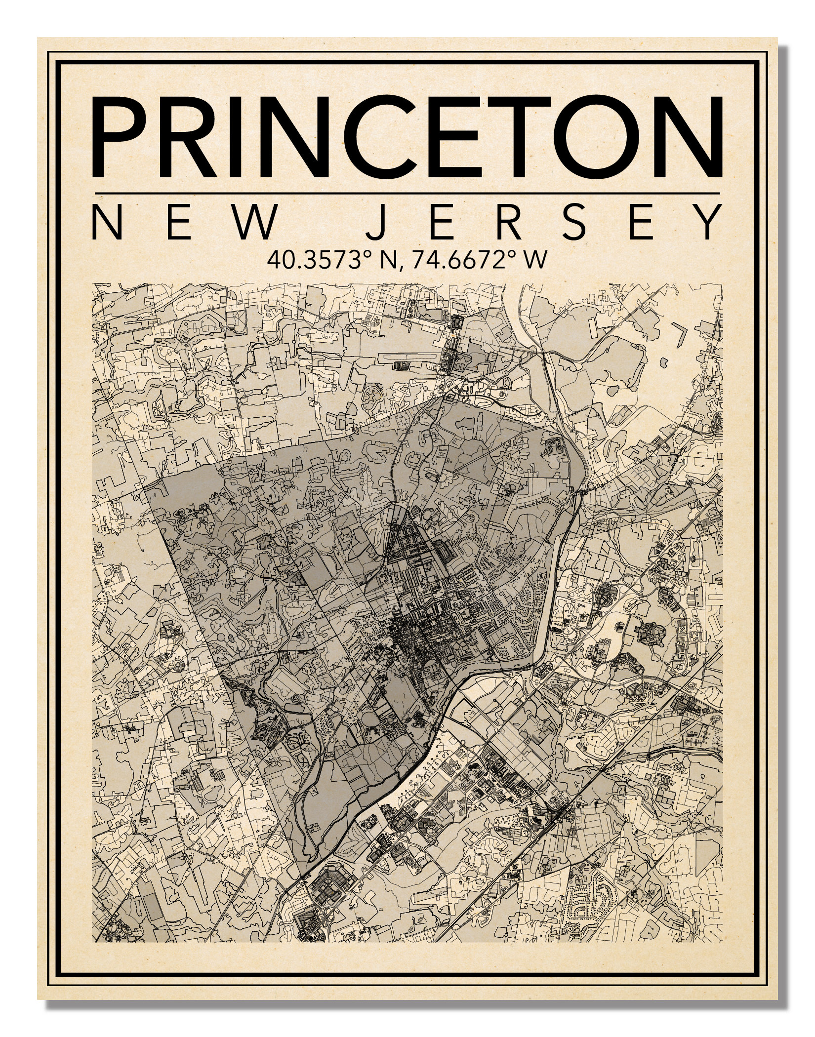 Wall Art Map Print of Princeton, New Jersey!!! - Etsy