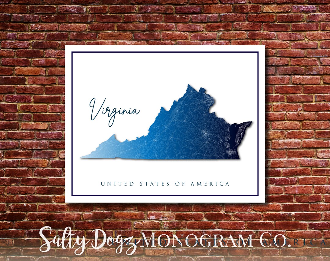 Wall Art Map of Virginia, United States of America! - Etsy
