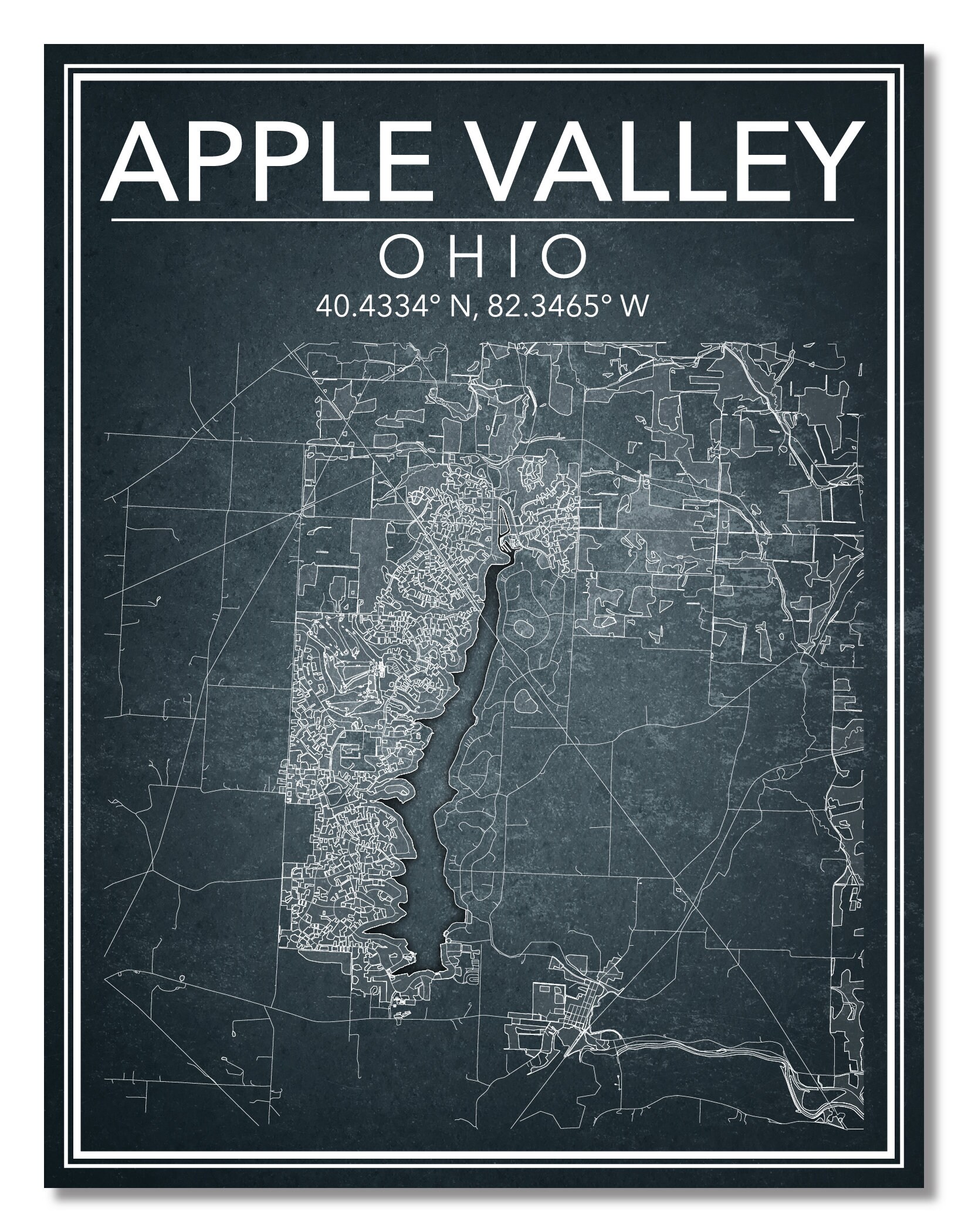 Wall Art Map Apple Valley Ohio | Etsy