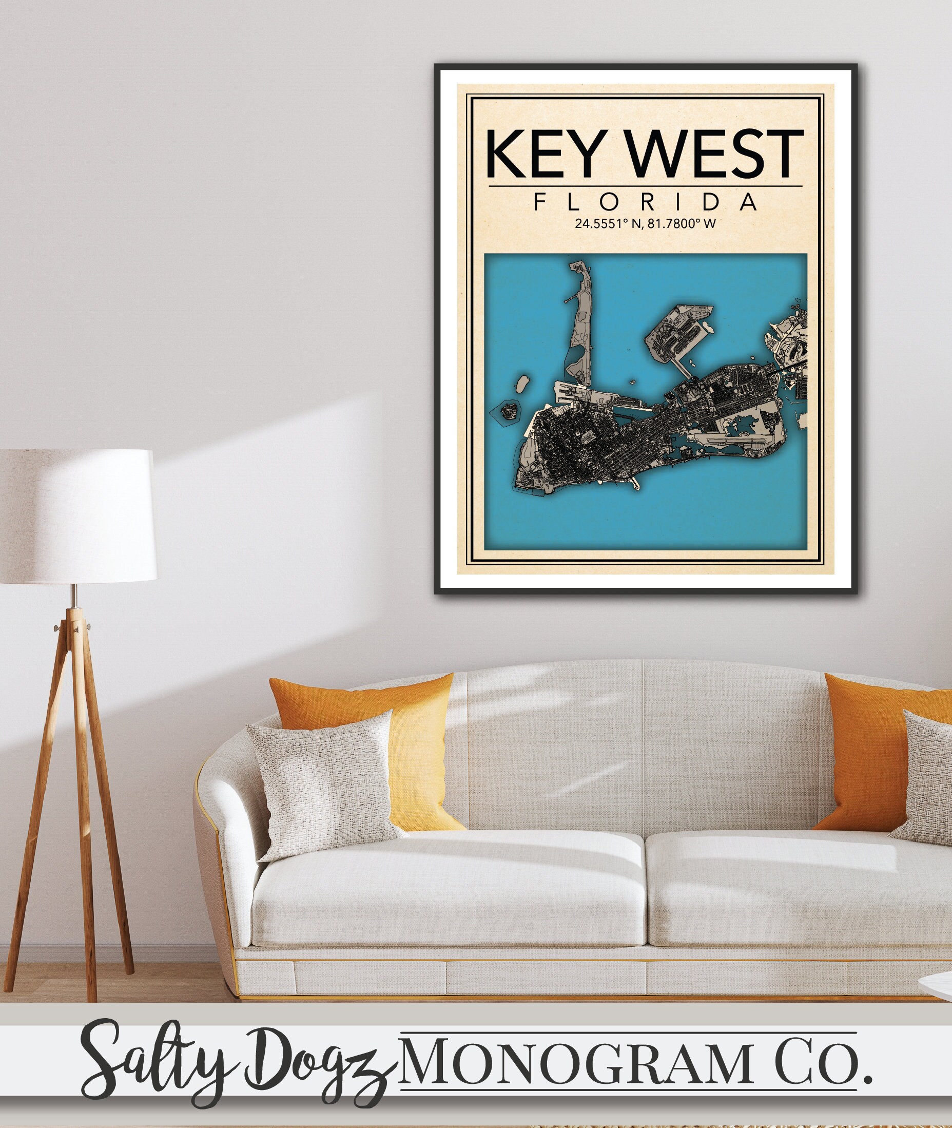 Wall Art Map Key West Florida | Etsy