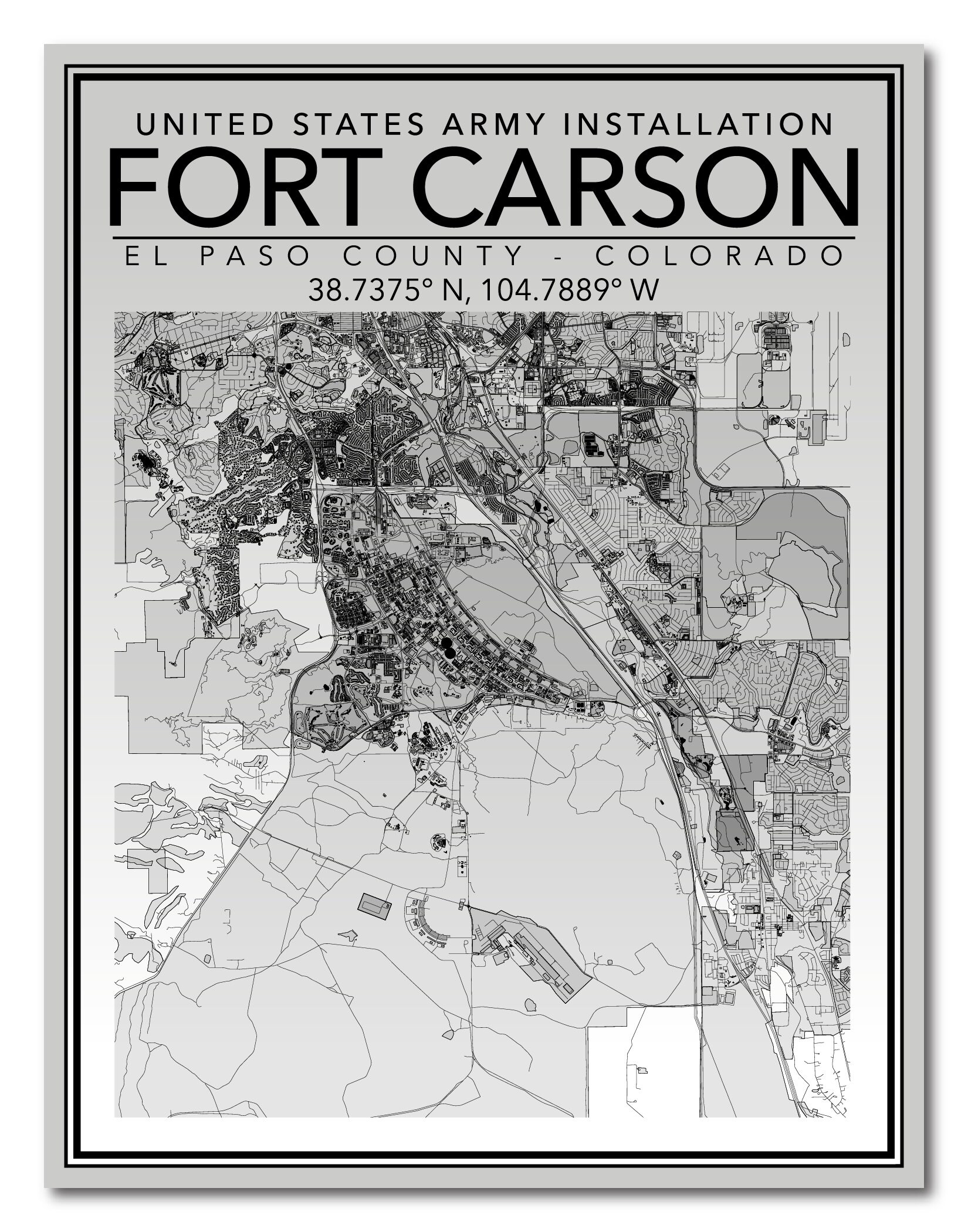 Wall Art Map Print of US Army Installation Fort Carson - Etsy