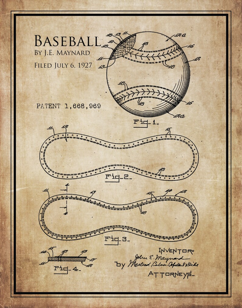 Vintage Baseball Patent Print Coach Gift Decor - Etsy