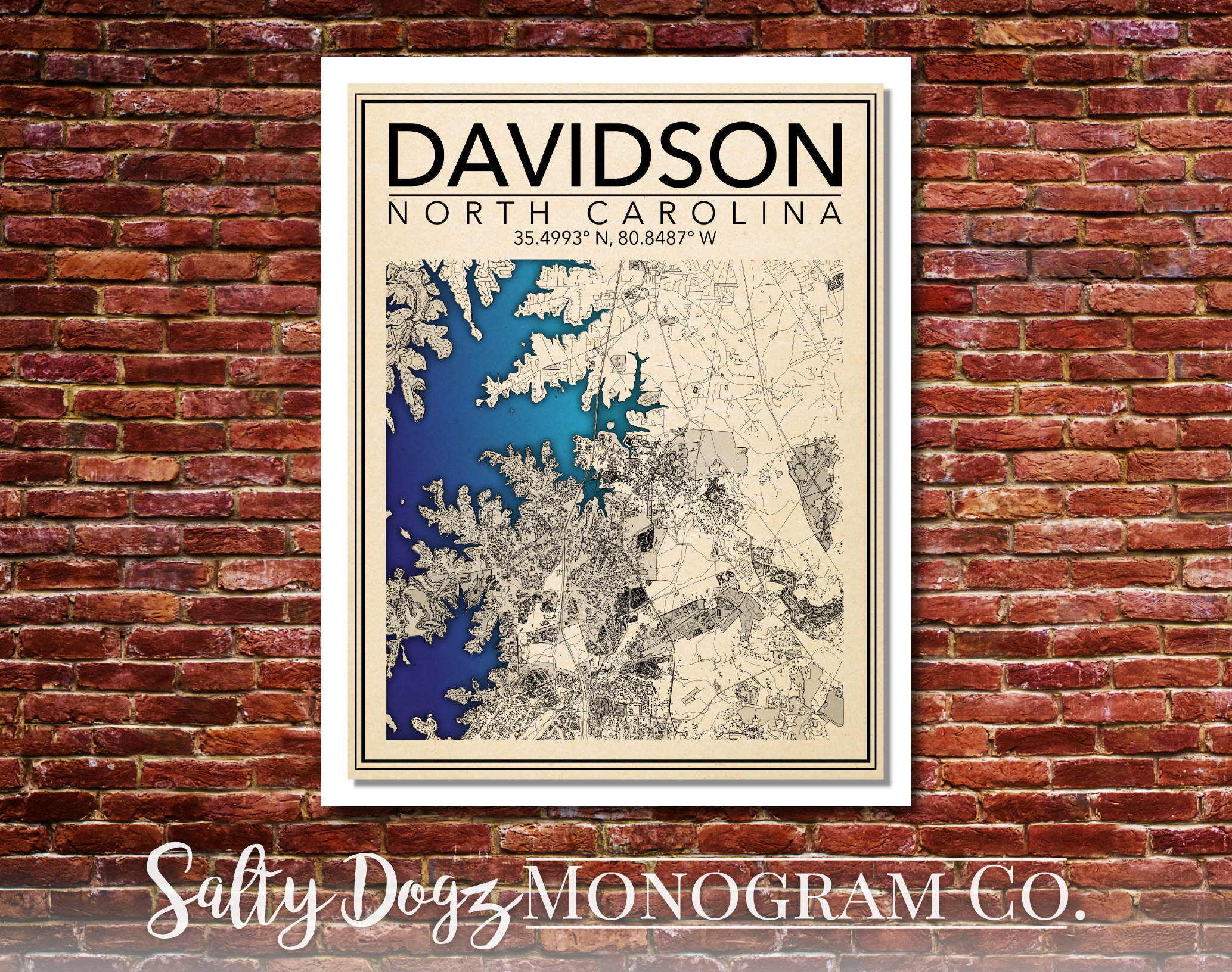Wall Art Map Print of Davidson, North Carolina!!! - Etsy