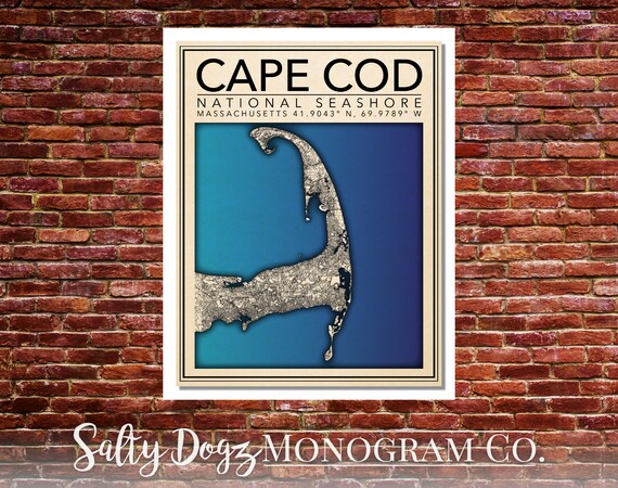 Wall Art Map Print of Cape Cod National Seashore - Etsy