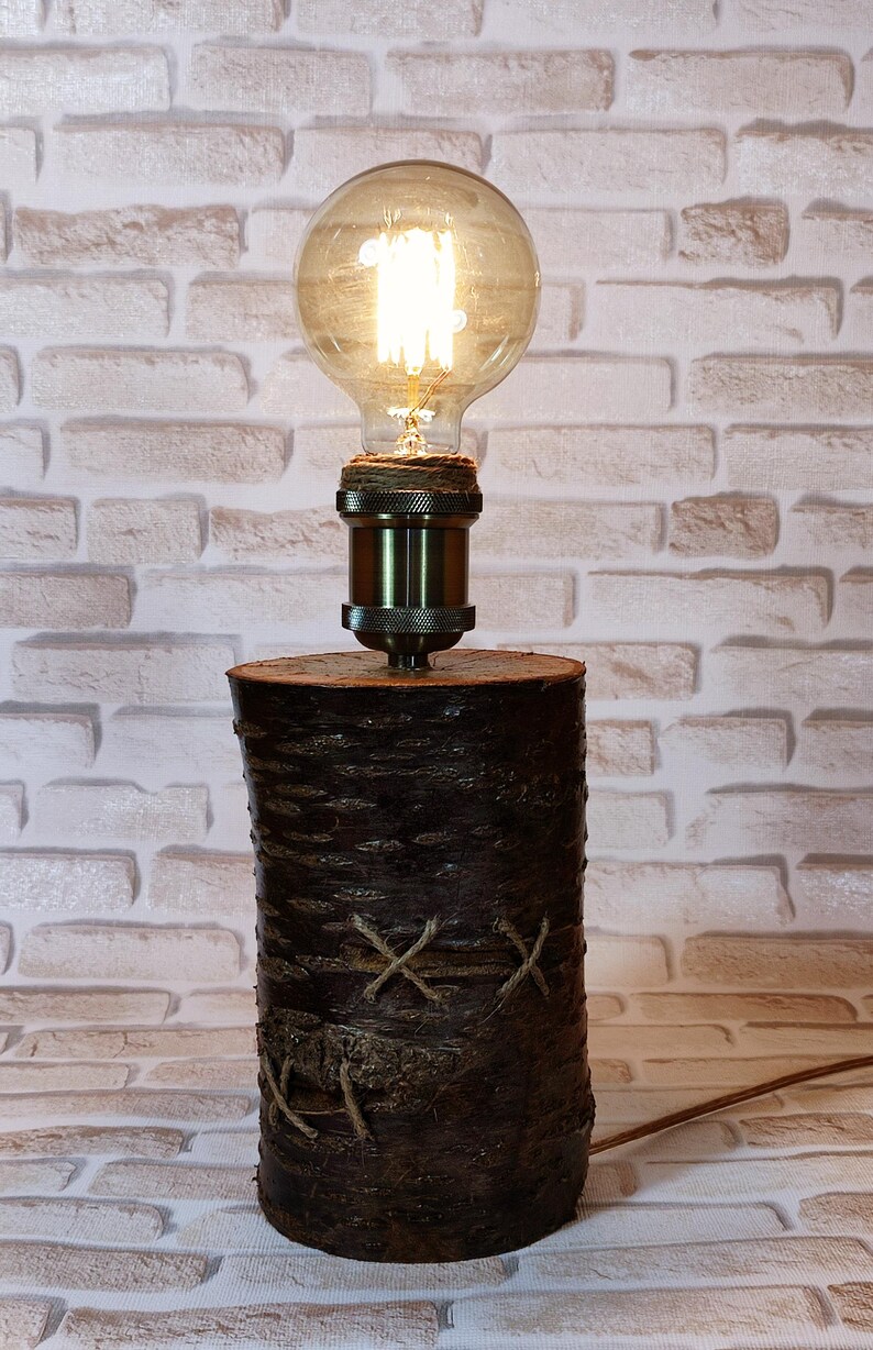 Handmade Rustic Wood Desk Lamp With Edison Bulb - Etsy