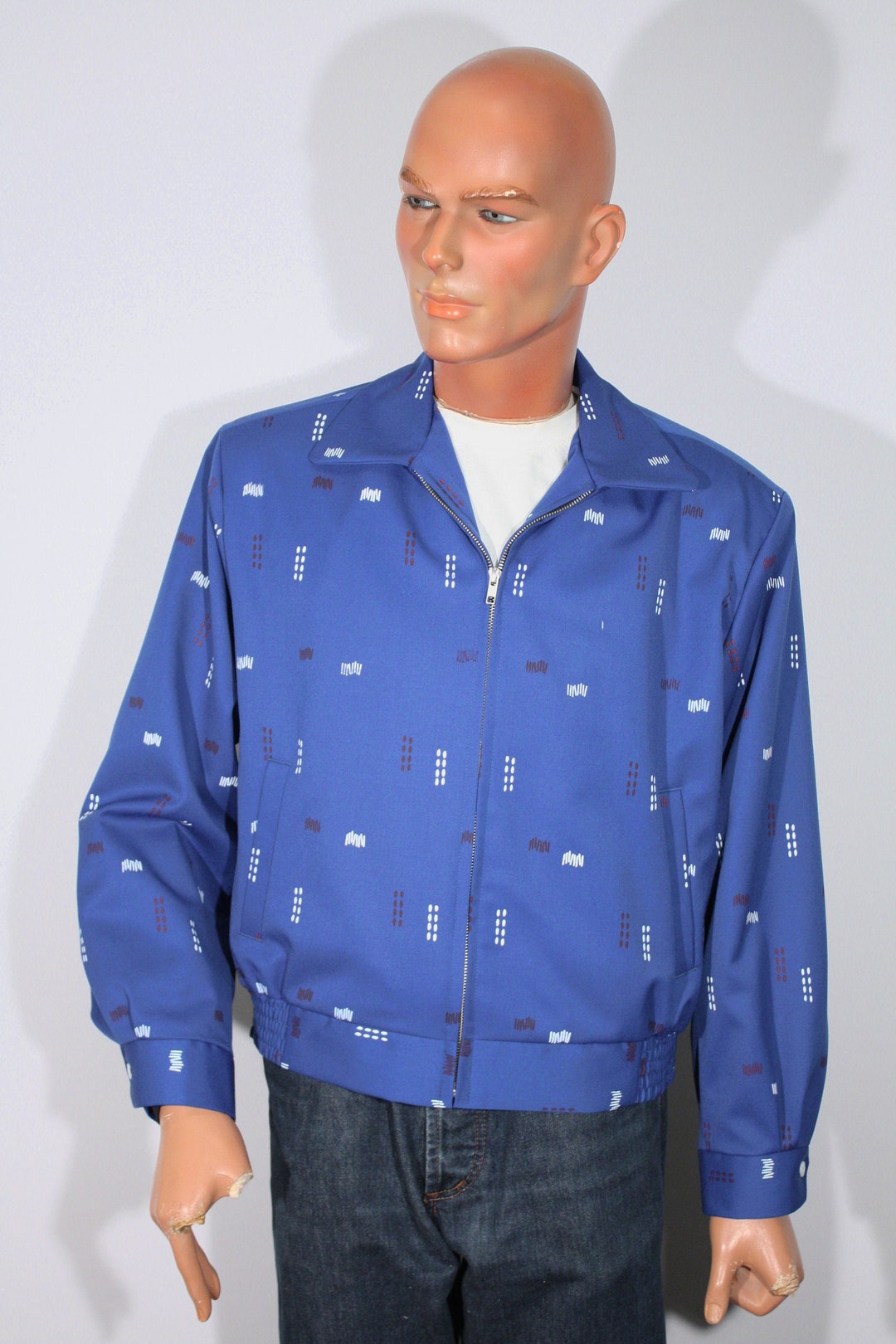 Vintage 1950s Reproduction Royal Blue Gab Jacket With Hand ...