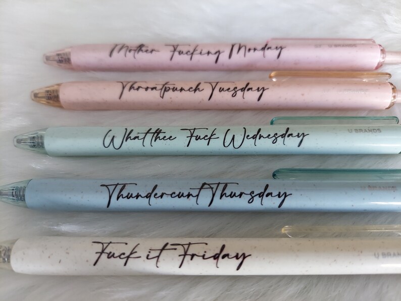 Days of the Week Curse Pens - Etsy