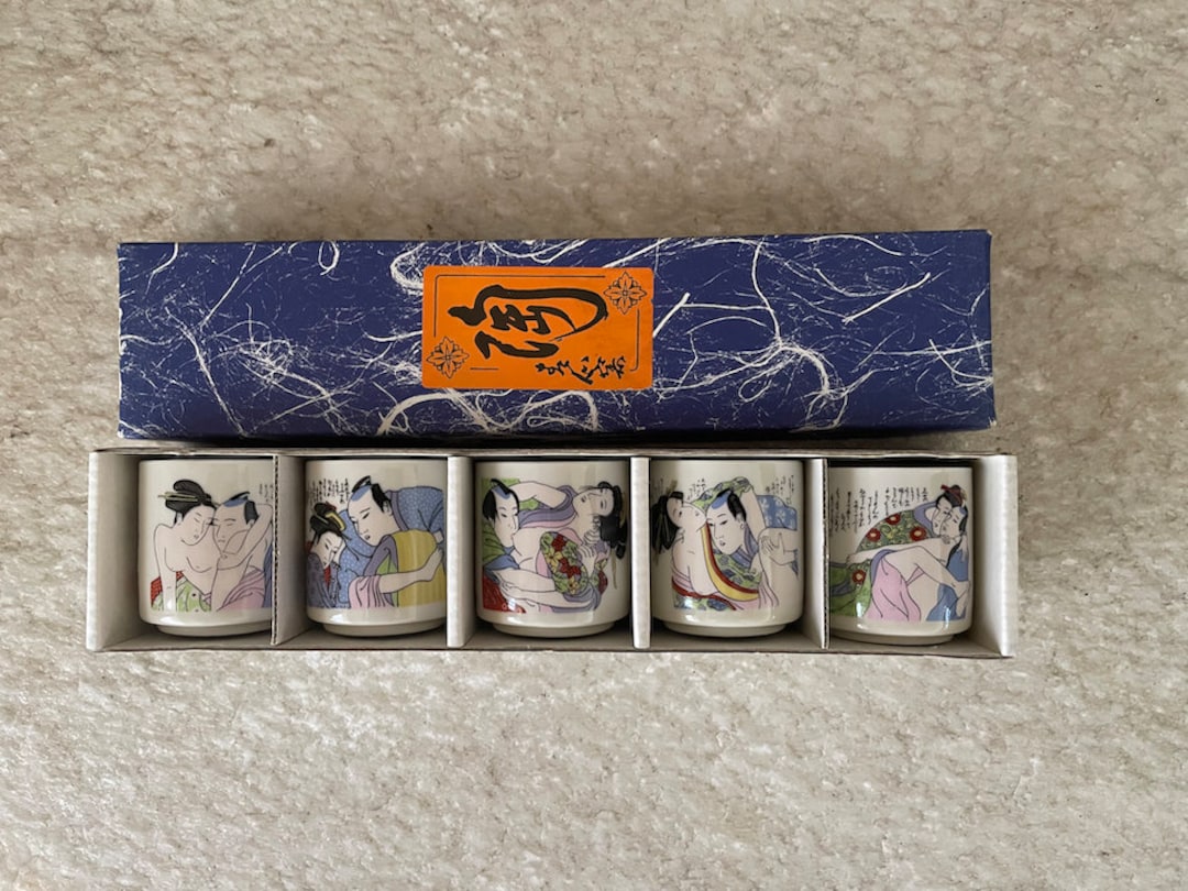 Japanese Shunga Sake Cups With Kama Sutra Erotic Scenes, New in Box - Etsy