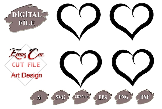 Heart Svg Png Eps Ai Cdrv14 Dxf Digital Download Heart | Etsy