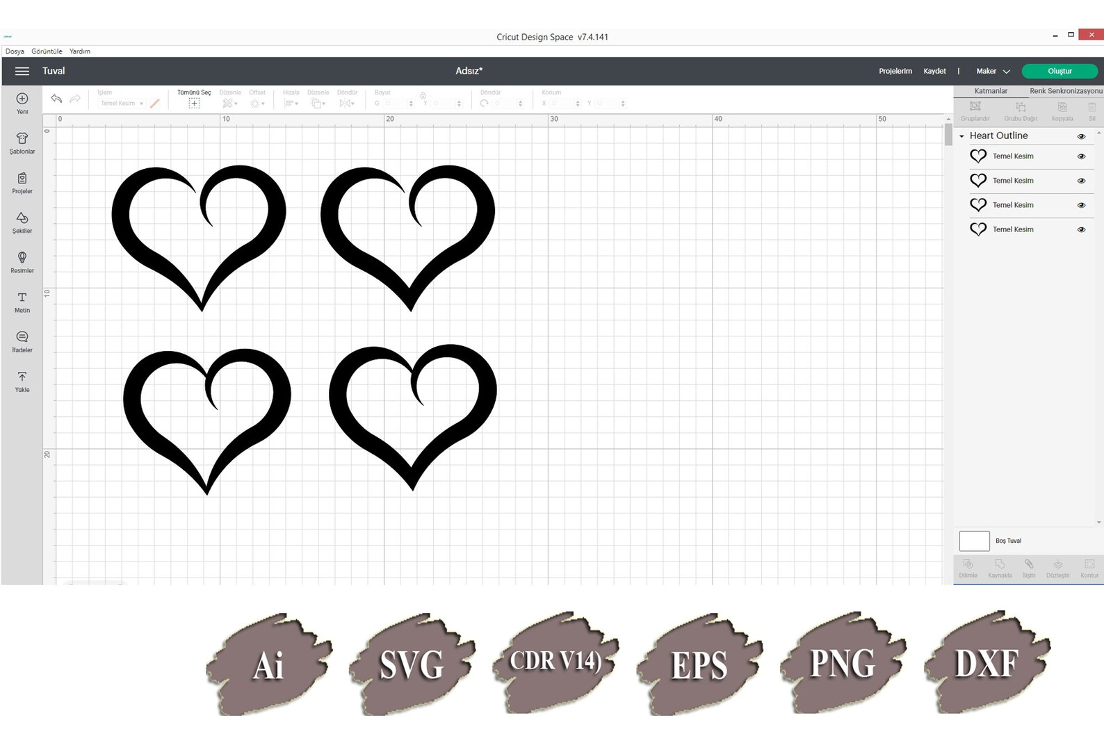 Heart Svg, Png, Eps, Ai, Cdr(v14), Dxf Digital Download, Heart Png ...