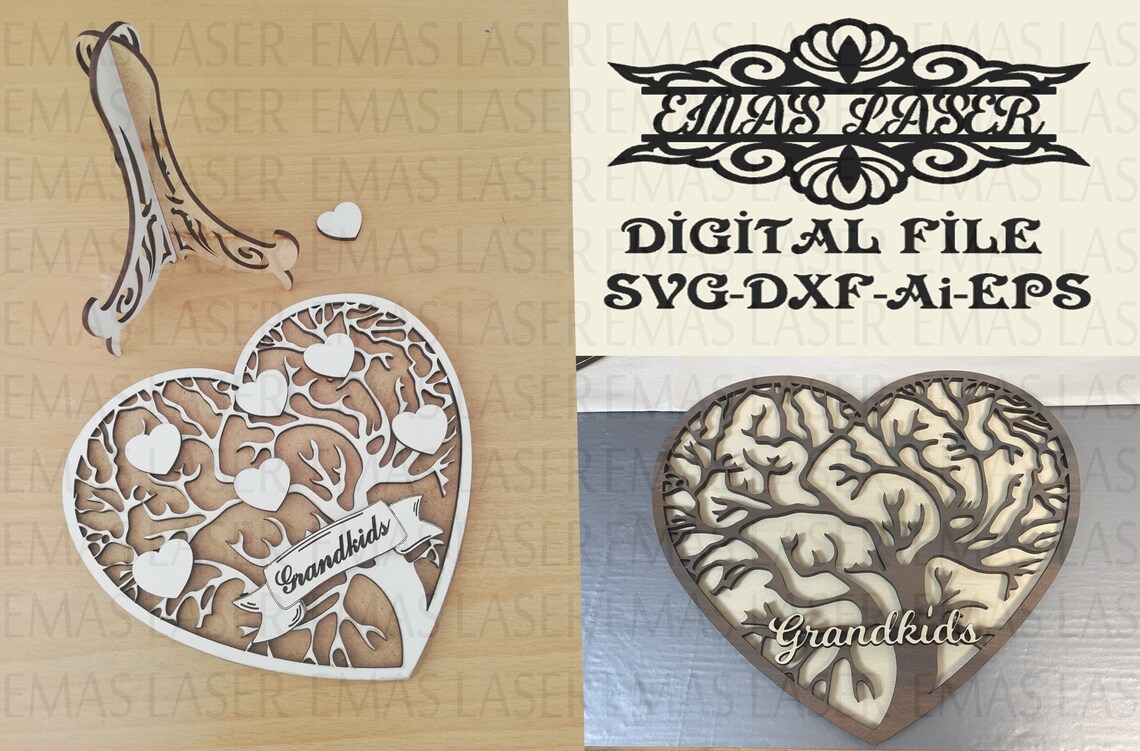 Heart Family Tree SVG Digital File Tree of Life and Stand - Etsy