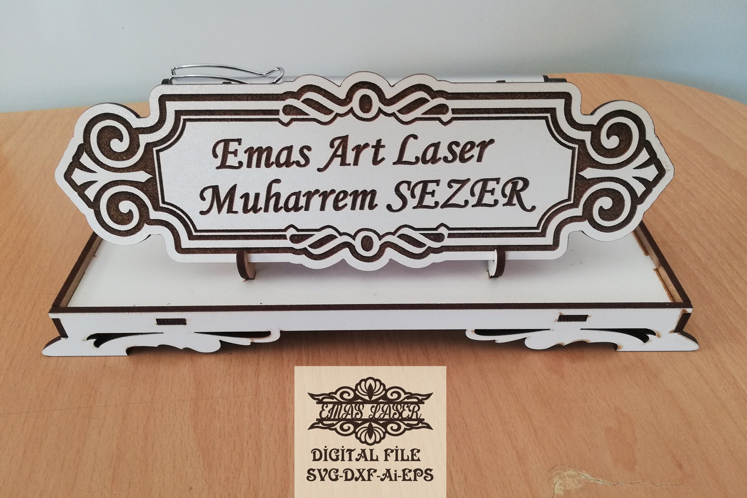 Office Desk Name Plate Digital File, Laser Cutting File, Wood Desk Name ...
