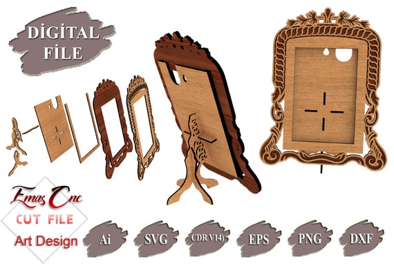 FRM08 Decorative Photo Frame Laser Cut Files Stand Holder - Etsy Ireland