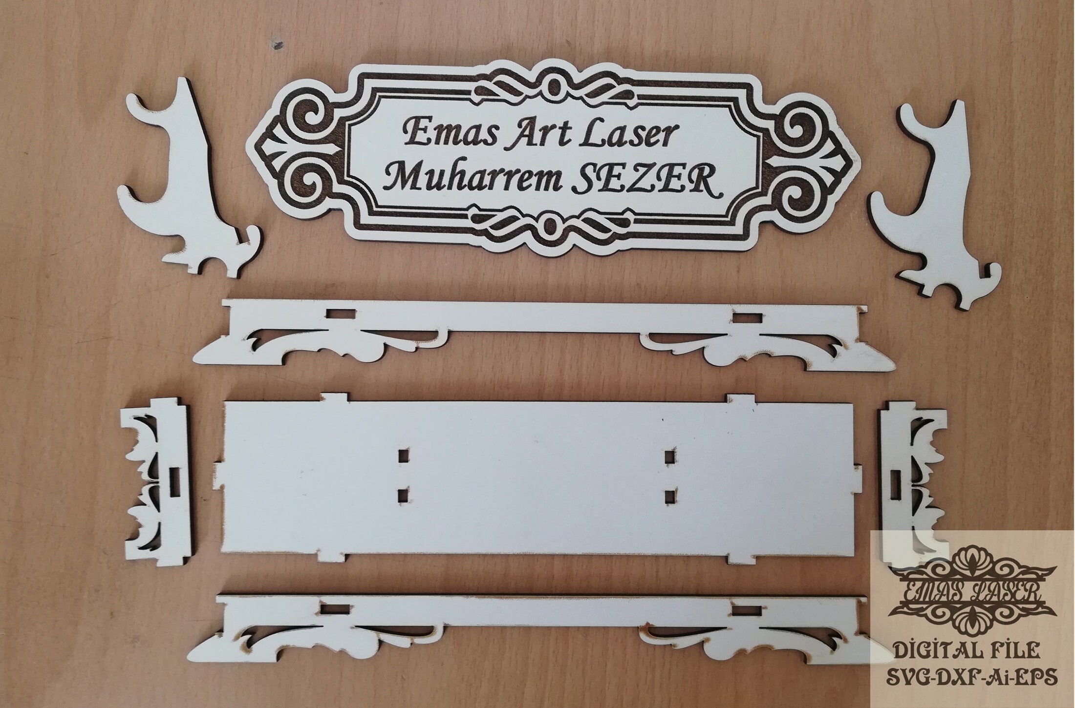 Office Desk Name Plate Digital File, Laser Cutting File, Wood Desk Name ...