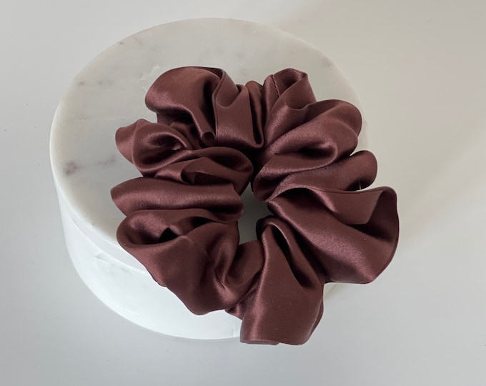 Silk Crepe Giant Scrunchie in a Dark Red Floral Colour - Great for ...